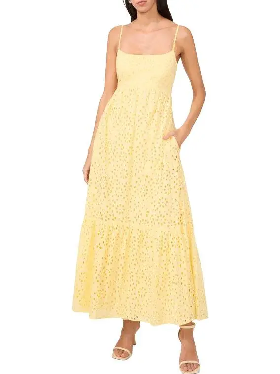 1.State Eyelet Embroidery Maxi Dress - Lemon Meringue