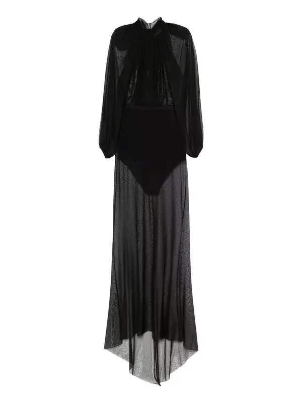 ATU BODY COUTURE Point D'esprit Maxi Skirt Set - Black
