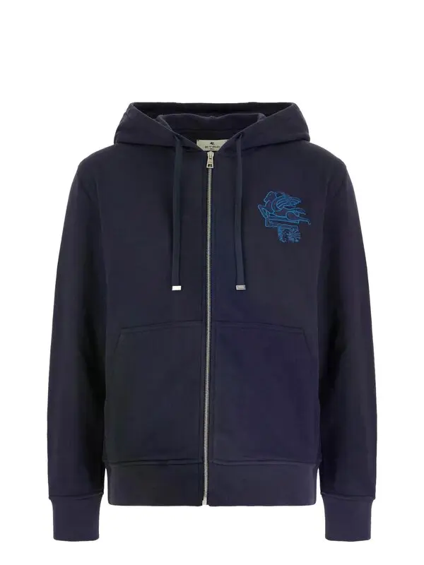 Etro Logo Zip-up Hoodie - Blue