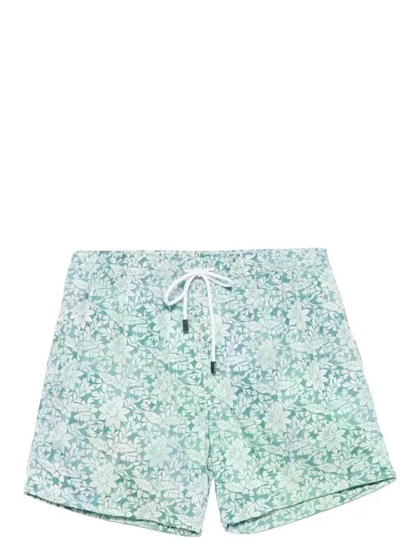BARBA NAPOLI Floral-print Swim Shorts - Green