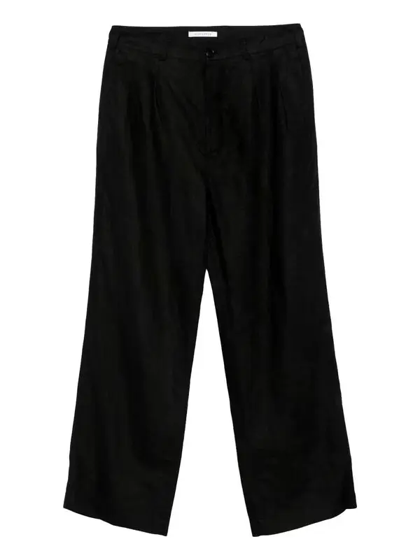 SUNFLOWER Pleated Linen Trousers - Black