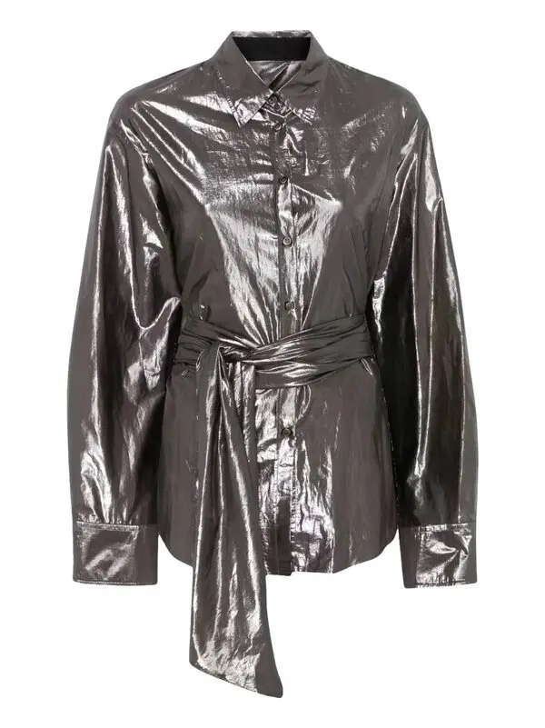 FORTE_FORTE Metallic Shirt - Ombra Grey