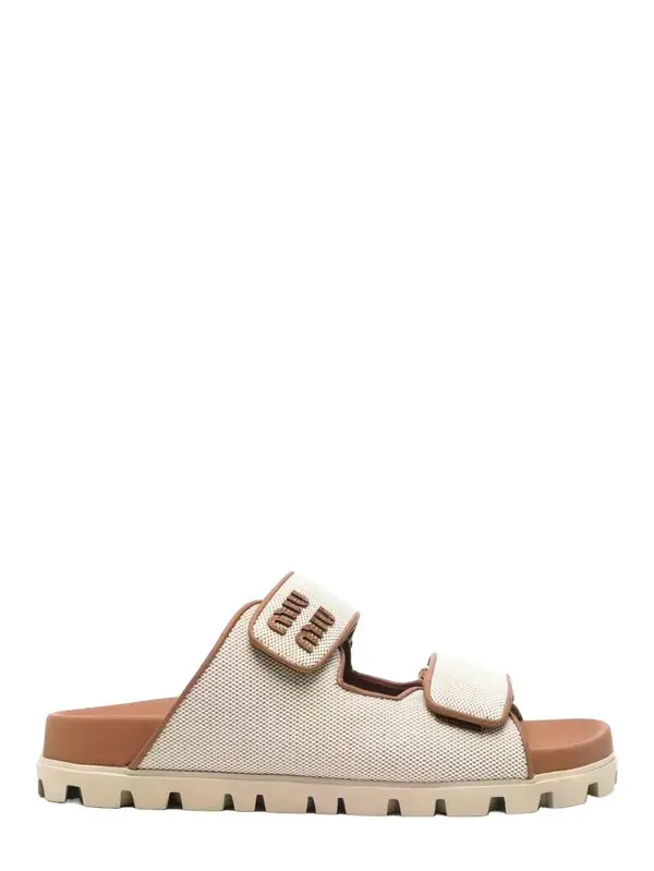 Miu Miu Logo-lettering Sandals - Neutrals