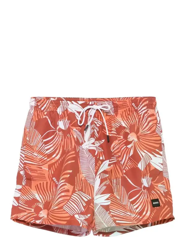 BOSS Printed Swim Shorts - Brown