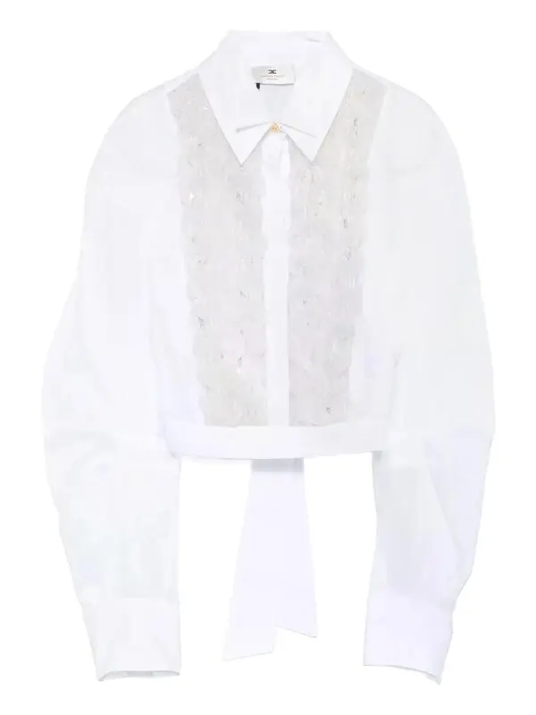 Elisabetta Franchi Ruffle-detail Cotton Shirt - White