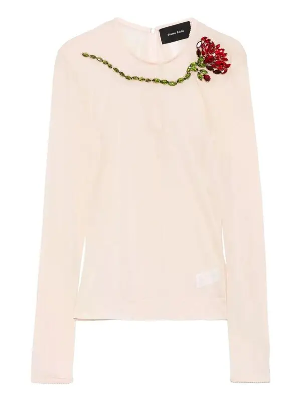 Simone Rocha Embellished Mesh Top - Neutrals