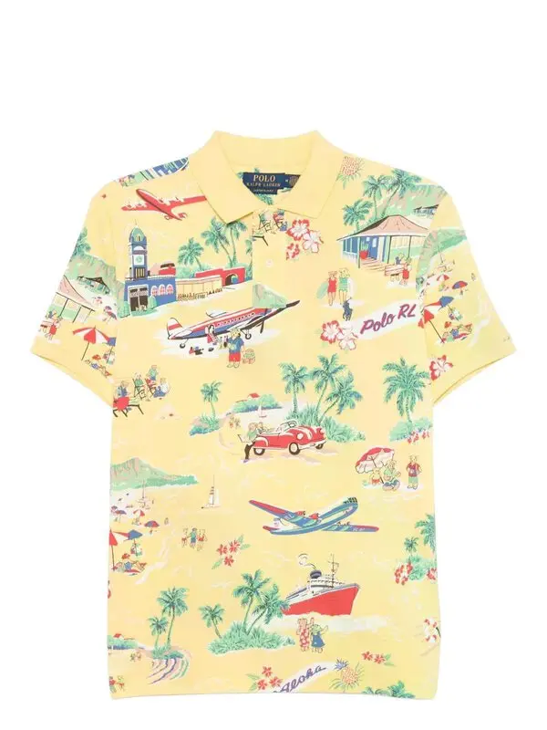 Polo Ralph Lauren Illustration-print Polo Shirt - Yellow