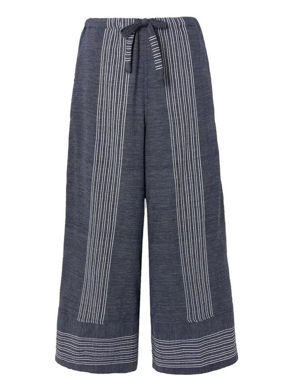 LEMLEM Desta Striped Cotton Wide-leg Pants - Blue