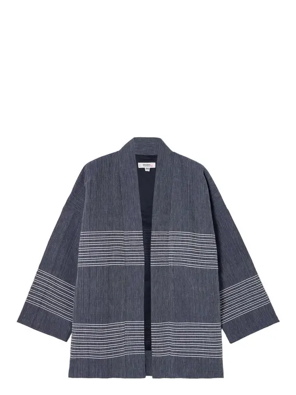 LEMLEM Terara Striped Cotton Jacket - Blue