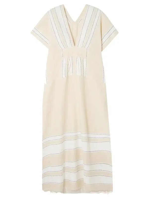 LEMLEM Gasira Striped Cotton-blend Maxi Dress - Neutrals