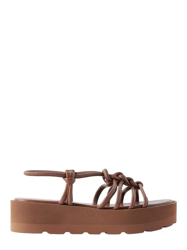 GIANVITO ROSSI Hebe 45 Knotted Leather Platform Sandals - Brown