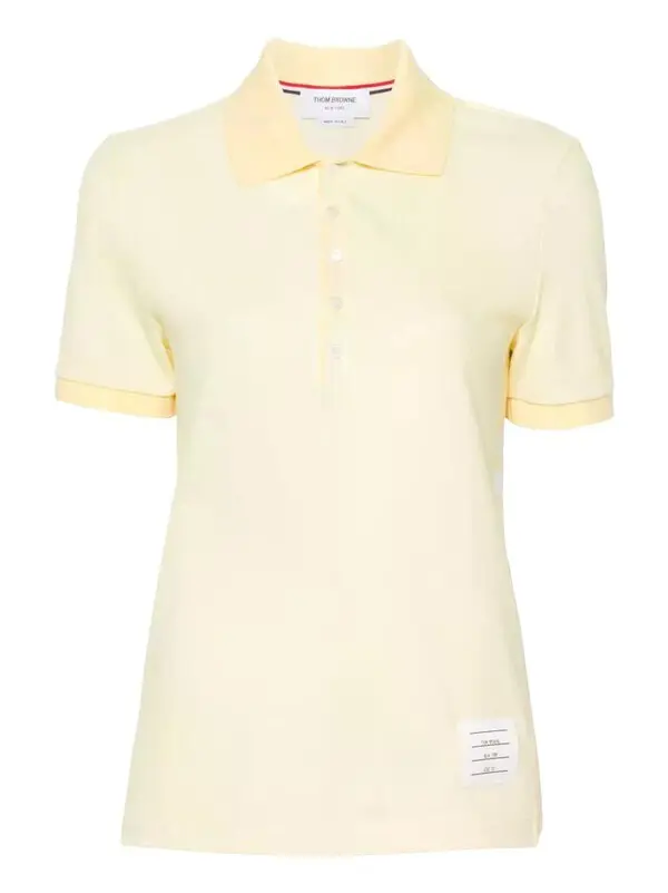 Thom Browne Striped Logo-patch Polo Shirt - Yellow