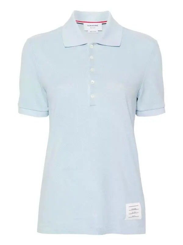 Thom Browne Striped Logo-patch Polo Shirt - Blue
