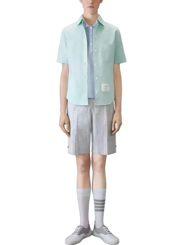 Thom Browne Striped Logo-patch Polo Shirt - Blue