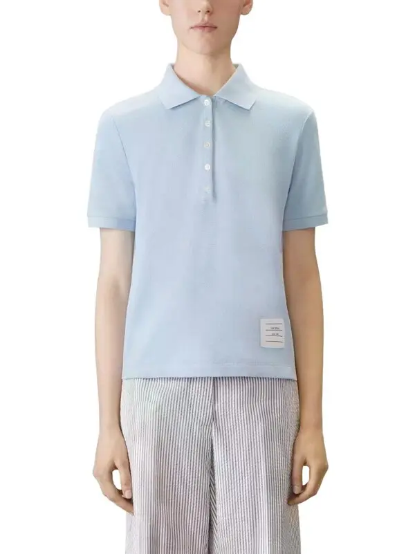 Thom Browne Striped Logo-patch Polo Shirt - Blue