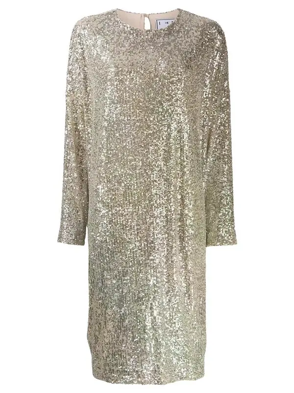 IN THE MOOD FOR LOVE Elisa Sequined Cocktail Dress - Neutrals