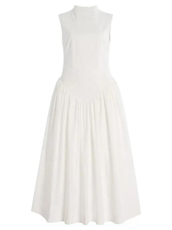 DE LA VALI Lusiva Cotton Midi Dress - White