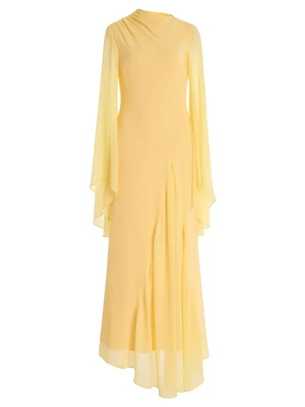 DE LA VALI Exclusive Hausos Chiffon Maxi Dress - Yellow