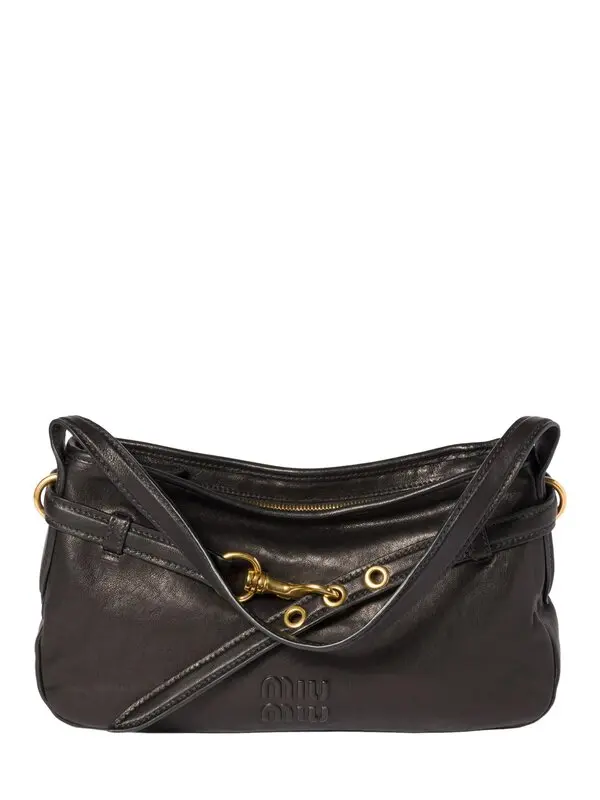 Miu Miu Nappa Leather Aventure Shoulder Bag - Black