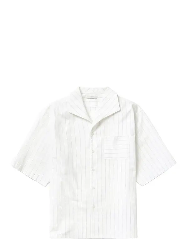 1989 STUDIO Wihite Striped Bowling Shirt - White