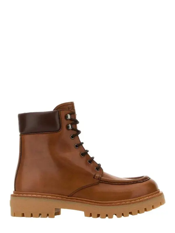 Prada Leather Ankle Boots - Brown