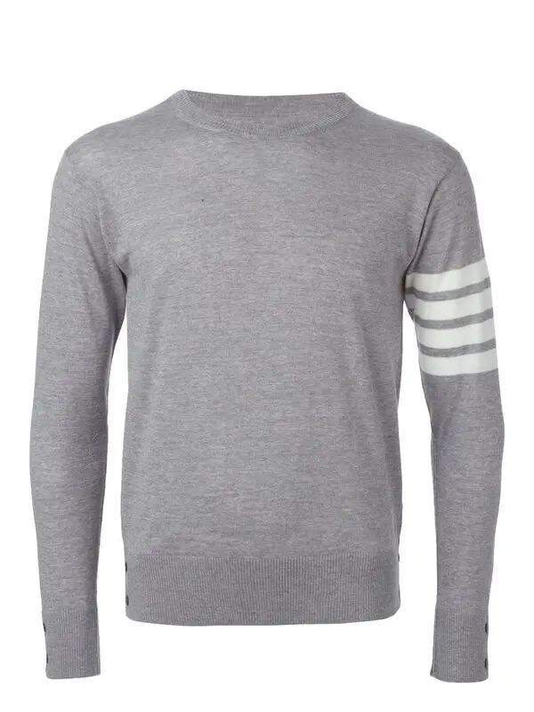 Thom Browne 4-bar Merino Pullover - Pale Grey