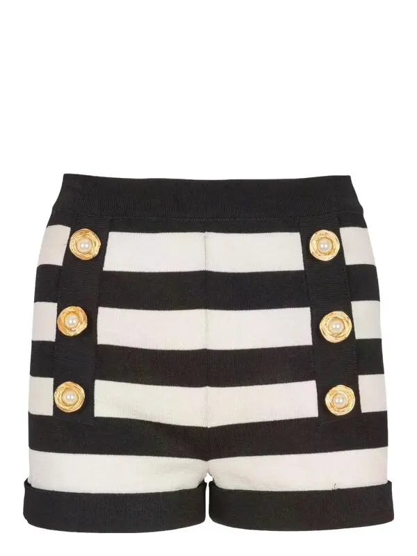 Balmain Matiniere Striped Shorts - Black