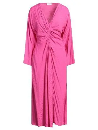 Sandro Midi Dress Flared Jacquard - Fuchsia