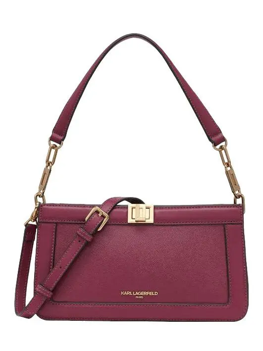 Karl Lagerfeld Paris Leather Shoulder Bag - Wine