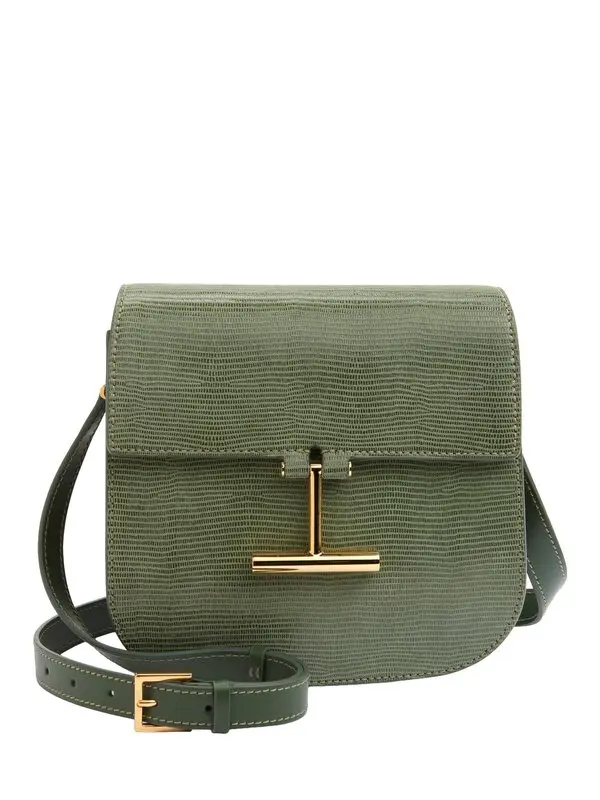 TOM FORD Mini Tara Lizard Embossed Crossbody Bag - Laurel Green