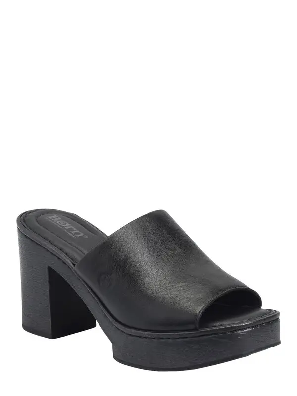 BØRN Nix Platform Slide Sandal - Black Leather