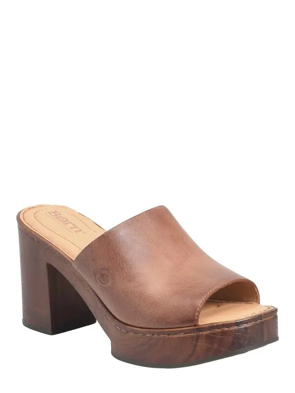 BØRN Nix Platform Slide Sandal - Brown Leather