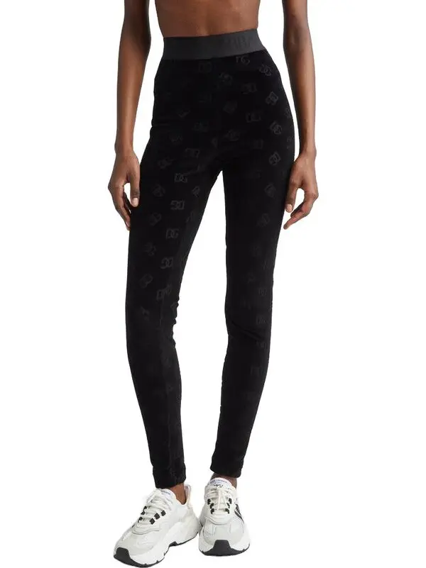 Dolce & Gabbana Logo Jacquard Chenille Leggings - Nero
