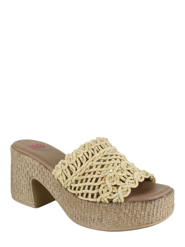 NATIONAL COMFORT Callela Platform Slide Sandal - Natural Fabric