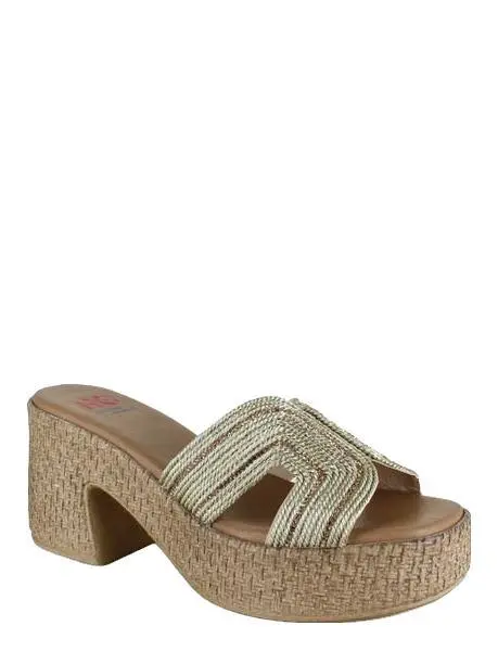 NATIONAL COMFORT Cornella Platform Slide Sandal - Platinum Fabric