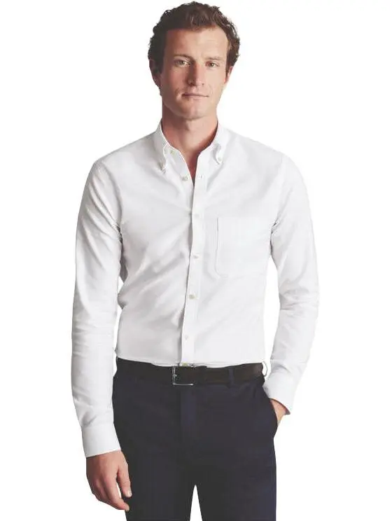CHARLES TYRWHITT Non-iron Stretch Oxford Shirt - White