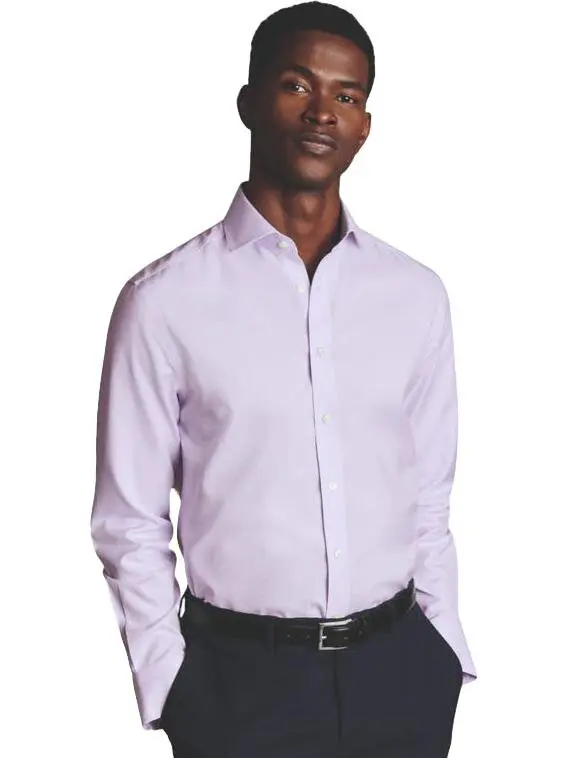 CHARLES TYRWHITT Cutaway Collar Non-iron Twill Shirt - Lilac Purple