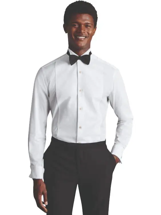CHARLES TYRWHITT Bib Front Wing Collar Evening Shirt - White