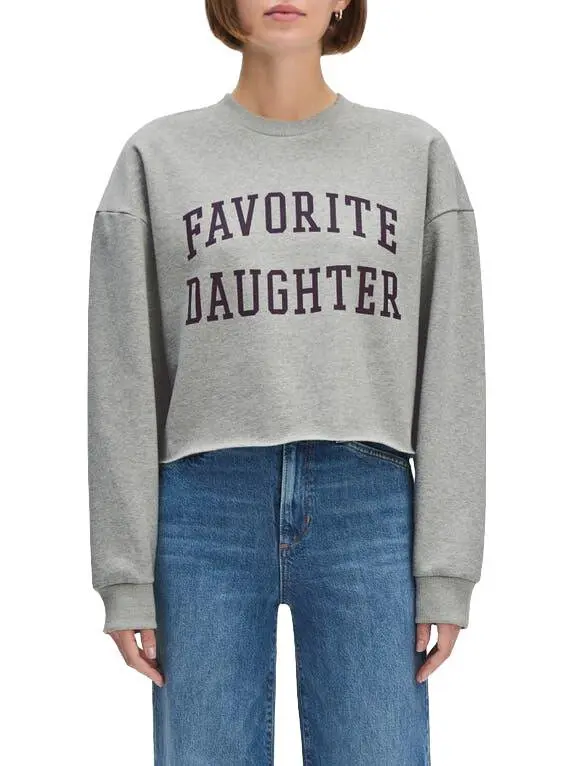 FAVORITE DAUGHTER Cropped Sweatshirt - Heather Grey/burgundy
