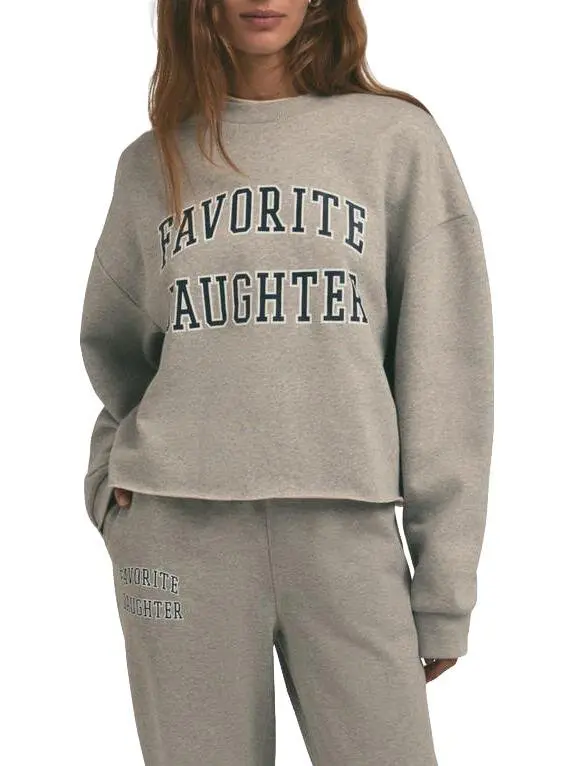 FAVORITE DAUGHTER Cropped Sweatshirt - Heather Grey/navy