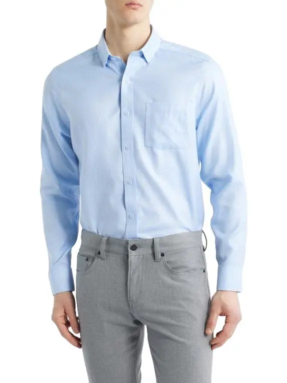 Johnston & Murphy Non-iron Cotton Dobby Dress Shirt - Blue