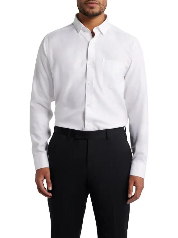 Johnston & Murphy Non-iron Cotton Dobby Dress Shirt - White
