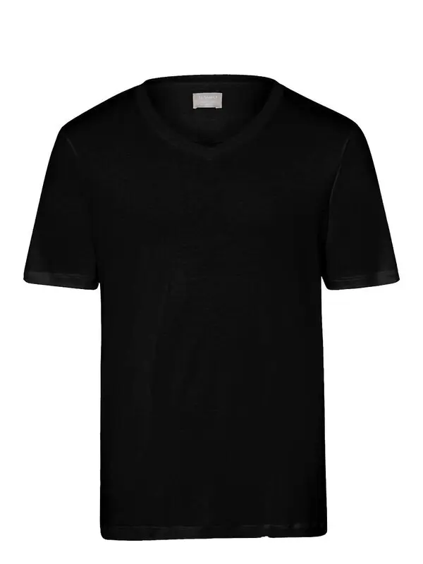 Hanro Sea Island Cotton Cotton V-neck T-shirt - Black