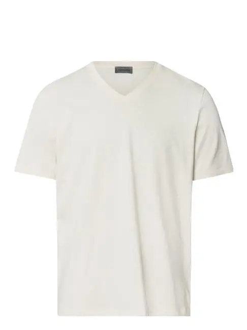 Hanro Living Shirts Cotton V-neck T-shirt - Warm Sand