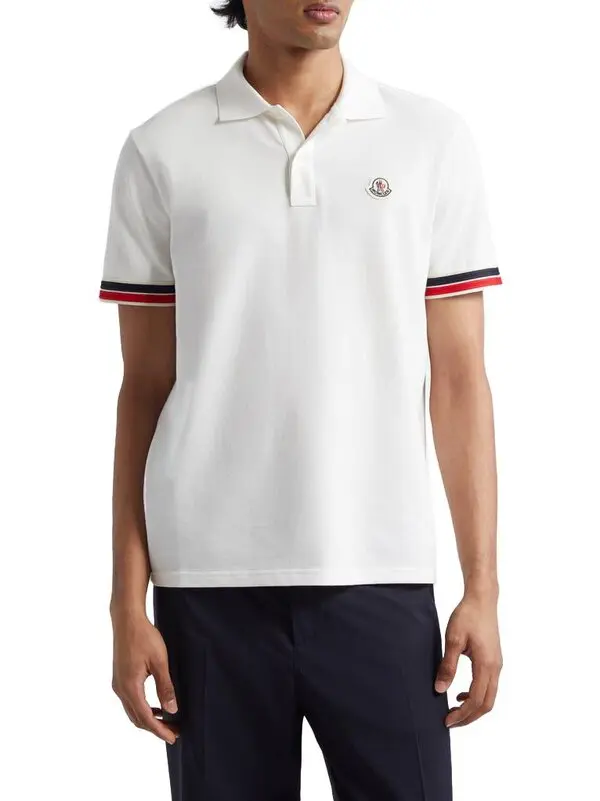Moncler Tipped Cotton Piqué Polo - Silk White