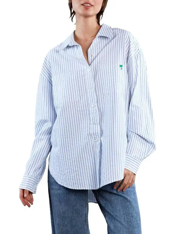 BILLY T Back Off With Love' Striped Shirt - Blu Pinstripes