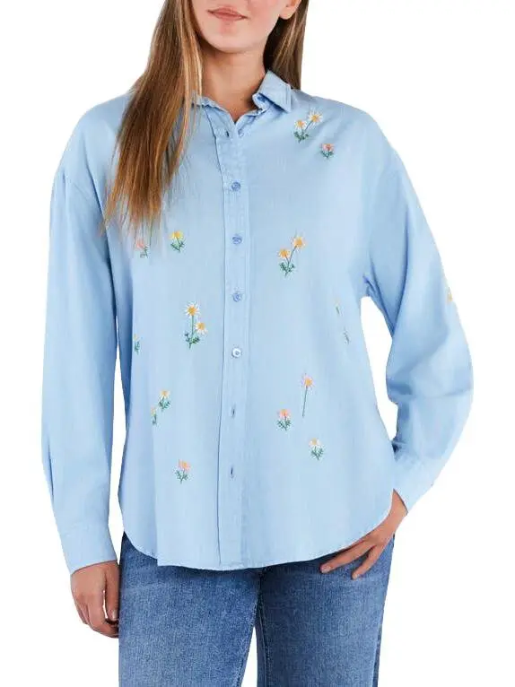 BILLY T Fresh Daisy Embroidered Shirt - Classic Blue