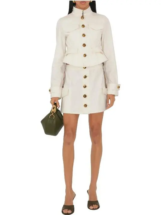 Burberry Cropped Cotton Twill Jacket - Off White