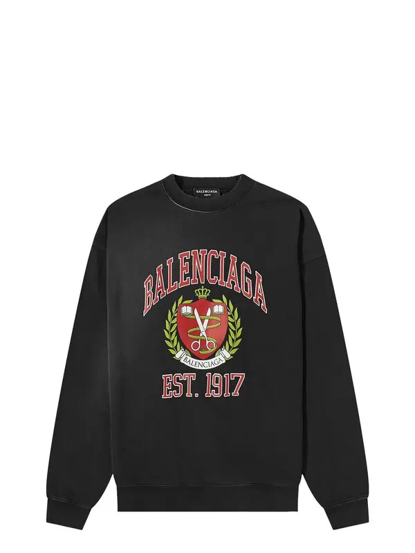 Balenciaga College Logo Crewneck - Black