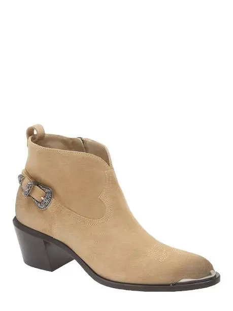 GOLDEN GOOSE Patty Waxed Suede Western Bootie - Sand